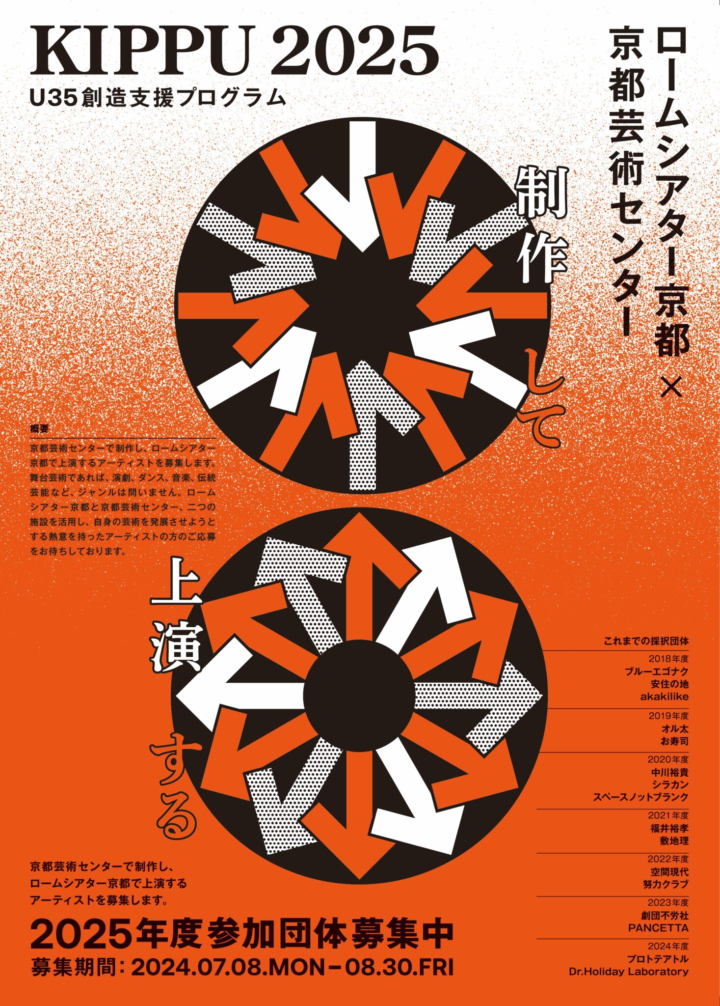 ロームシアター京都×京都芸術センター U35創造支援プログラム‟KIPPU” 2025年度参加アーティスト募集！ | お知らせ | 京都芸術 ...